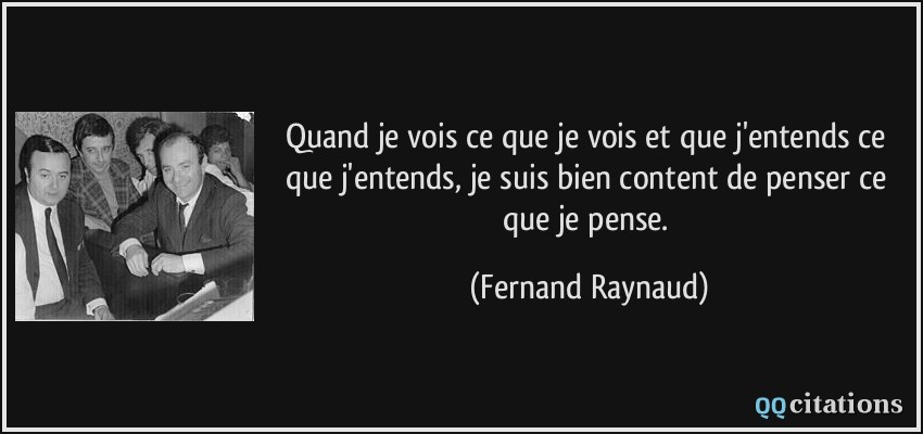 Quand je vois ce que je vois et que j'entends ce que j'entends, je suis ...